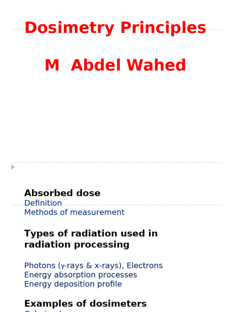 Dosimetry Principles | PDF