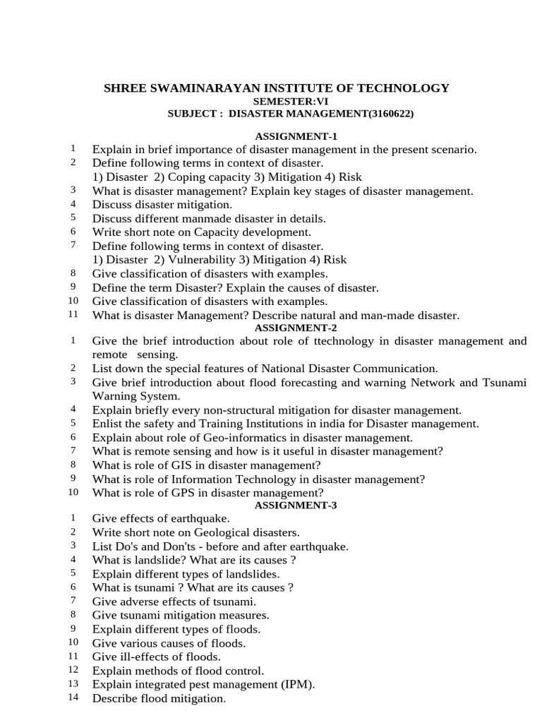 Disaster Management Assignment Overview | PDF | Natural Disasters ...