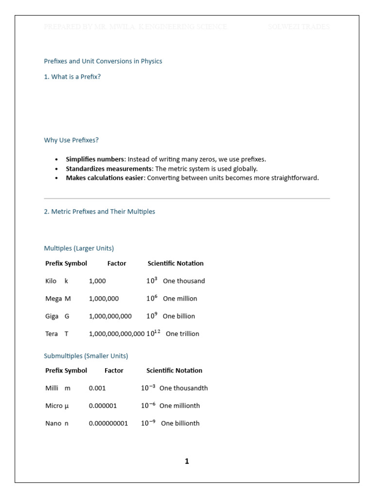 Prefixes and Convertions | PDF | Multiplication | Litre