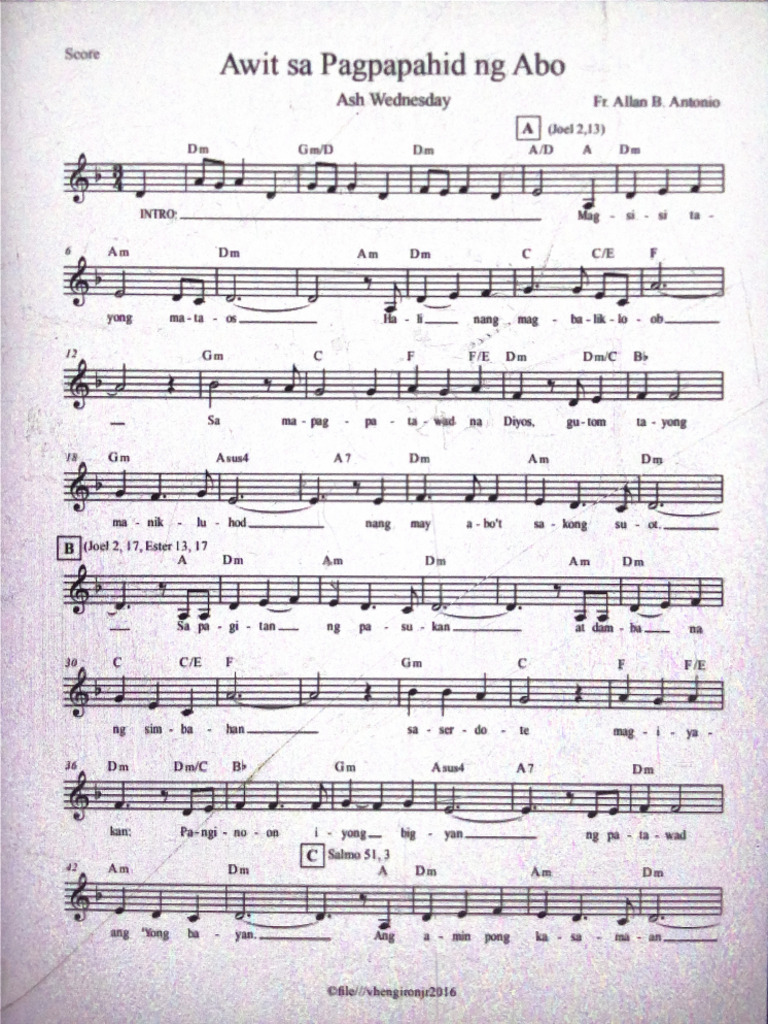 Awit Sa Pagpapahid NG Abo | PDF