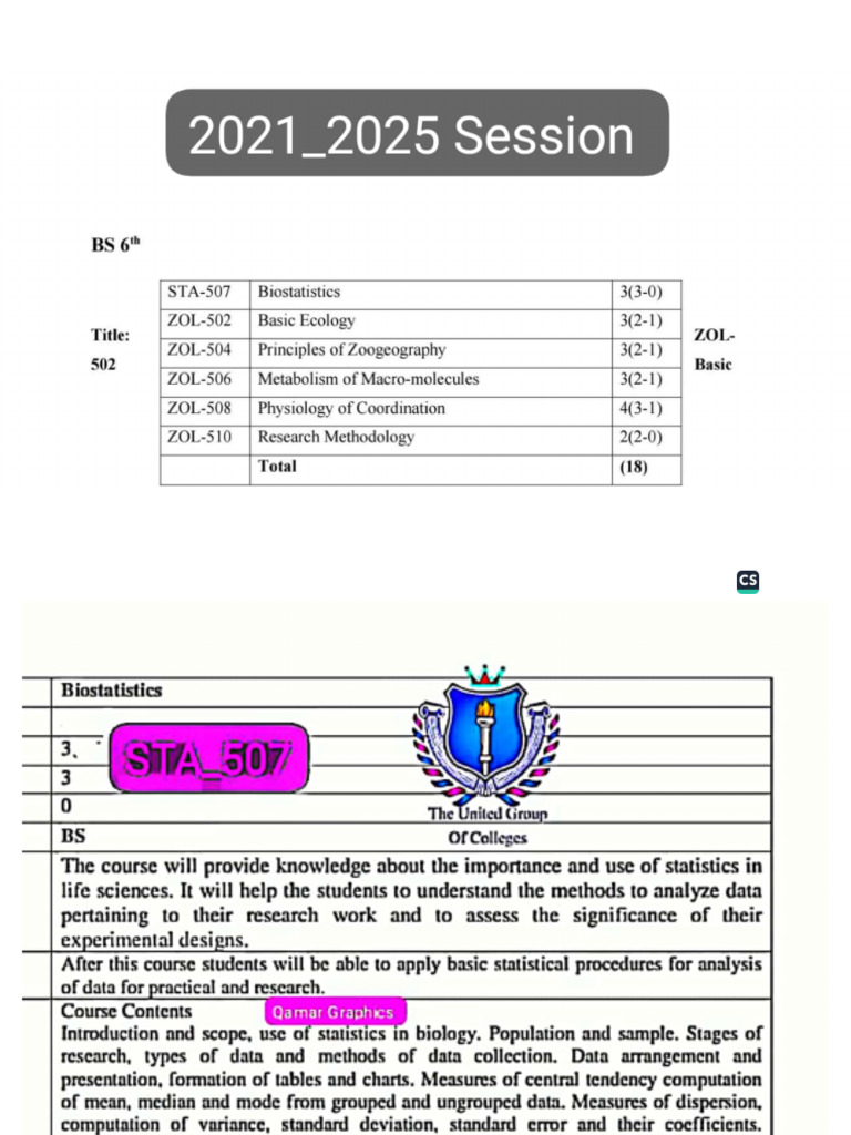 Bs Zoology 6th Semester Outline | PDF