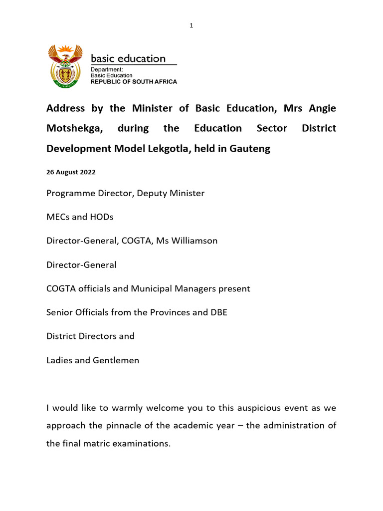 Education Sector Development Lekgotla 2022 | PDF