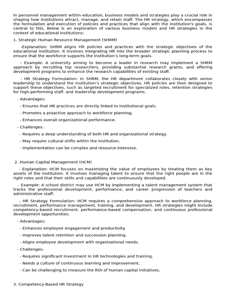 HR Strategies for Educational Institutions | PDF | Employee Retention ...
