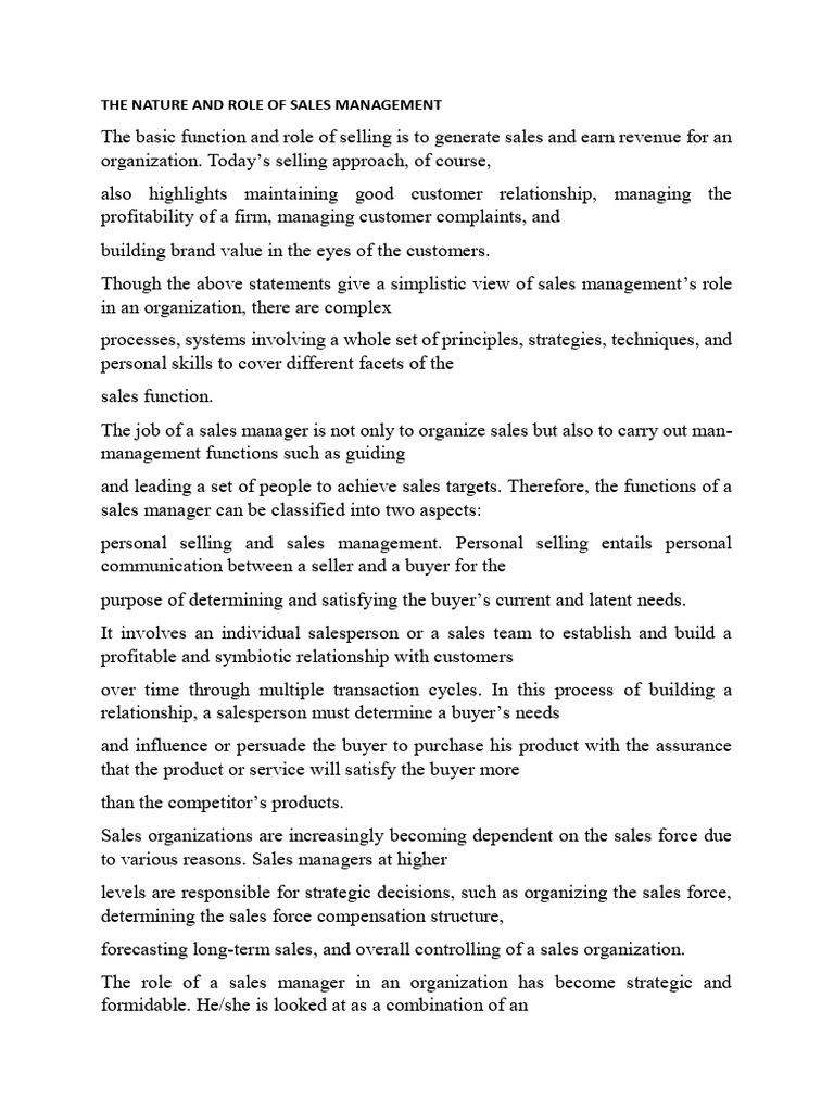 Chapter 1 Sales & Distribution Management | PDF | Sales | Marketing