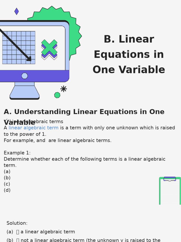Linear Equations in One Variable & 3. Solve Linear Equations in One ...