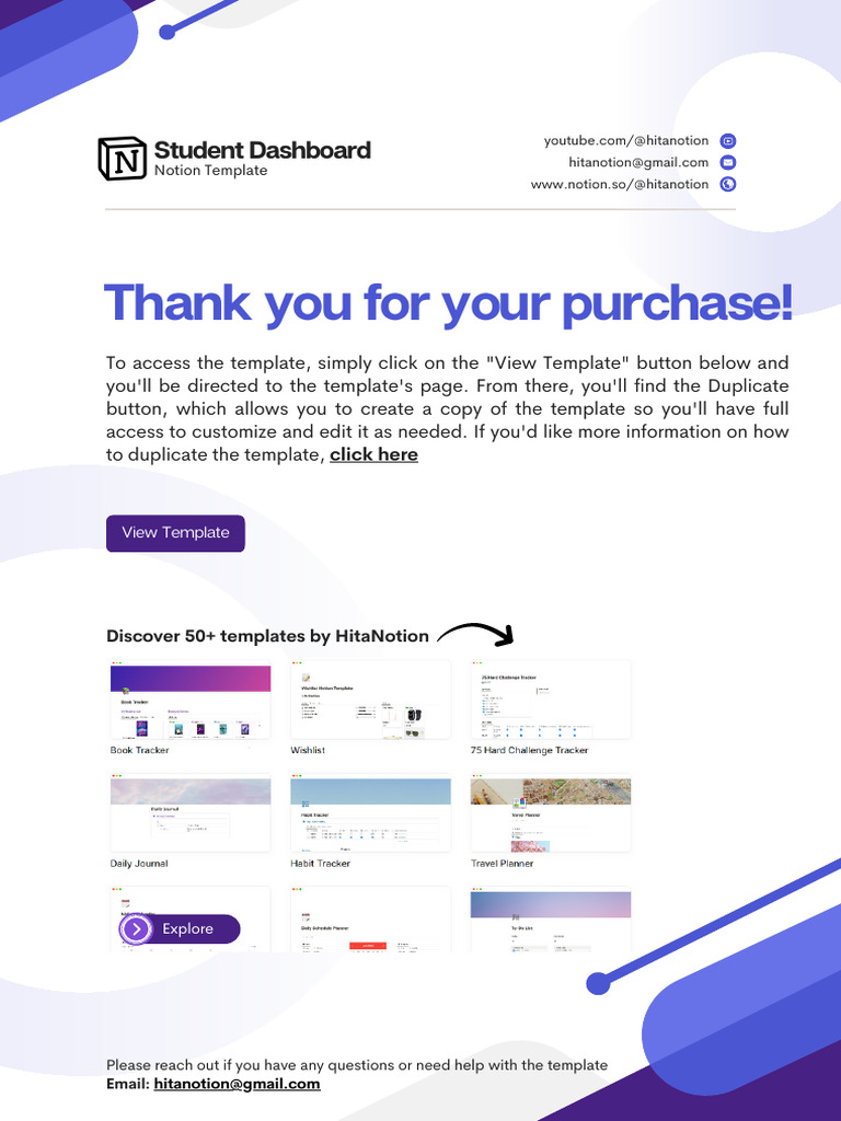 Student Dashboard Template by HitaNotion | PDF