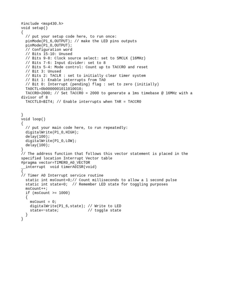 MSP430FR6989 - Timer - Code | PDF