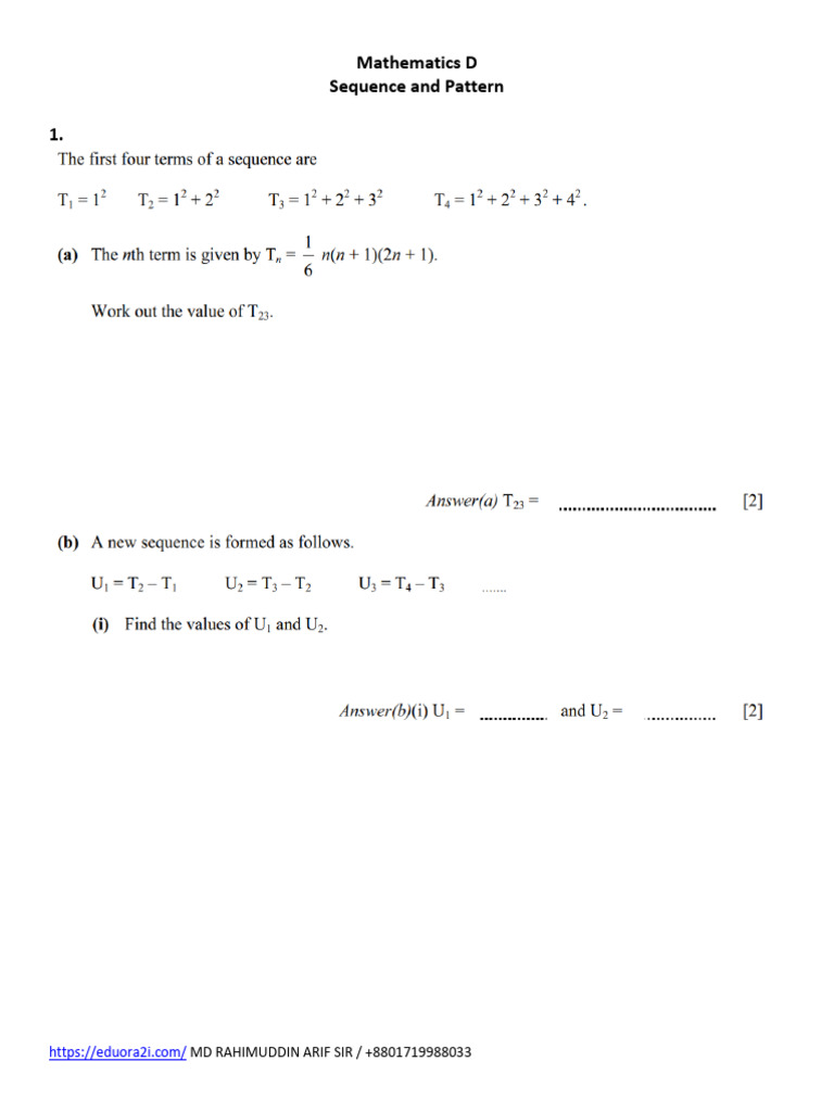 Mathematics: Sequence and Pattern Guide | PDF