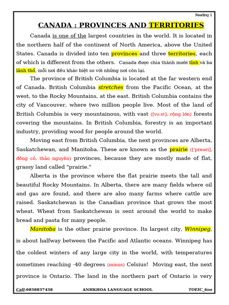 4 Canada Provinces and Territories | PDF | Canadian Prairies ...