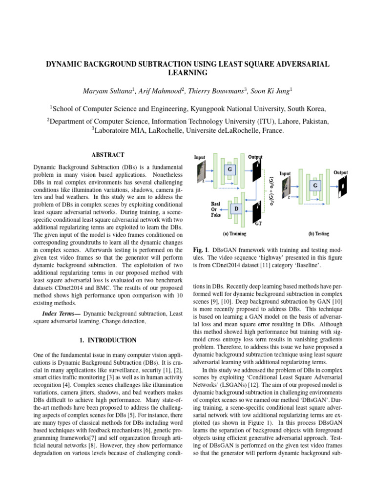 Dynamic Background Subtraction Using Lea | PDF | Deep Learning | Artificial Intelligence