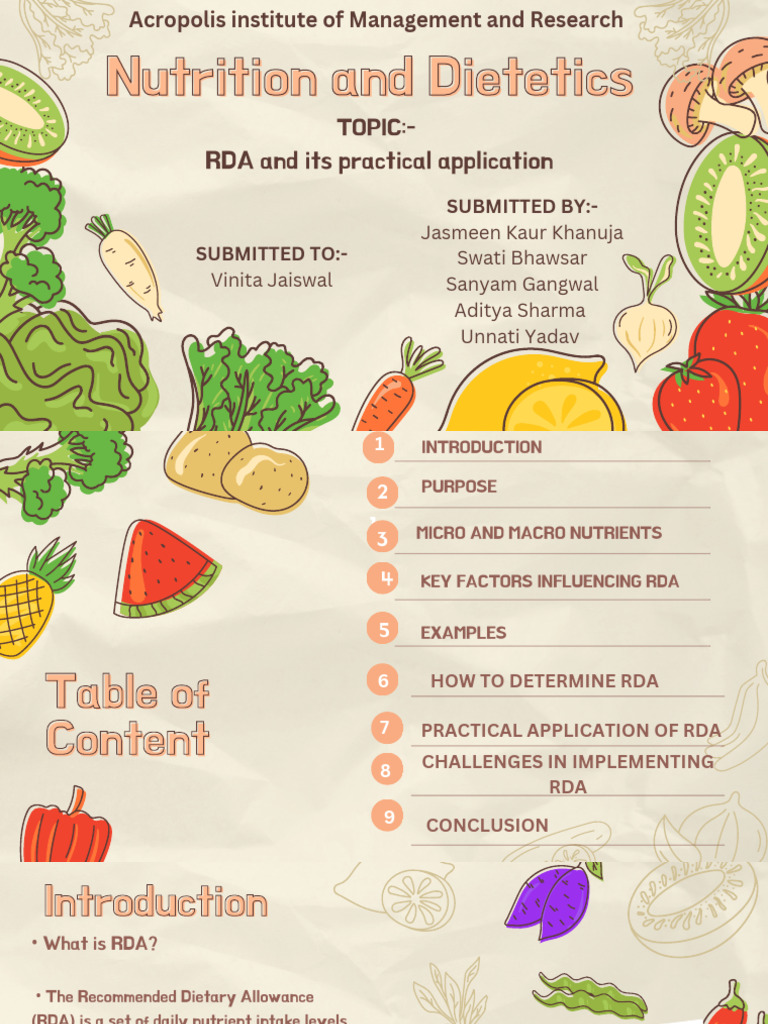 RDA Principle and It's Applications | PDF | Nutrients | Vitamin