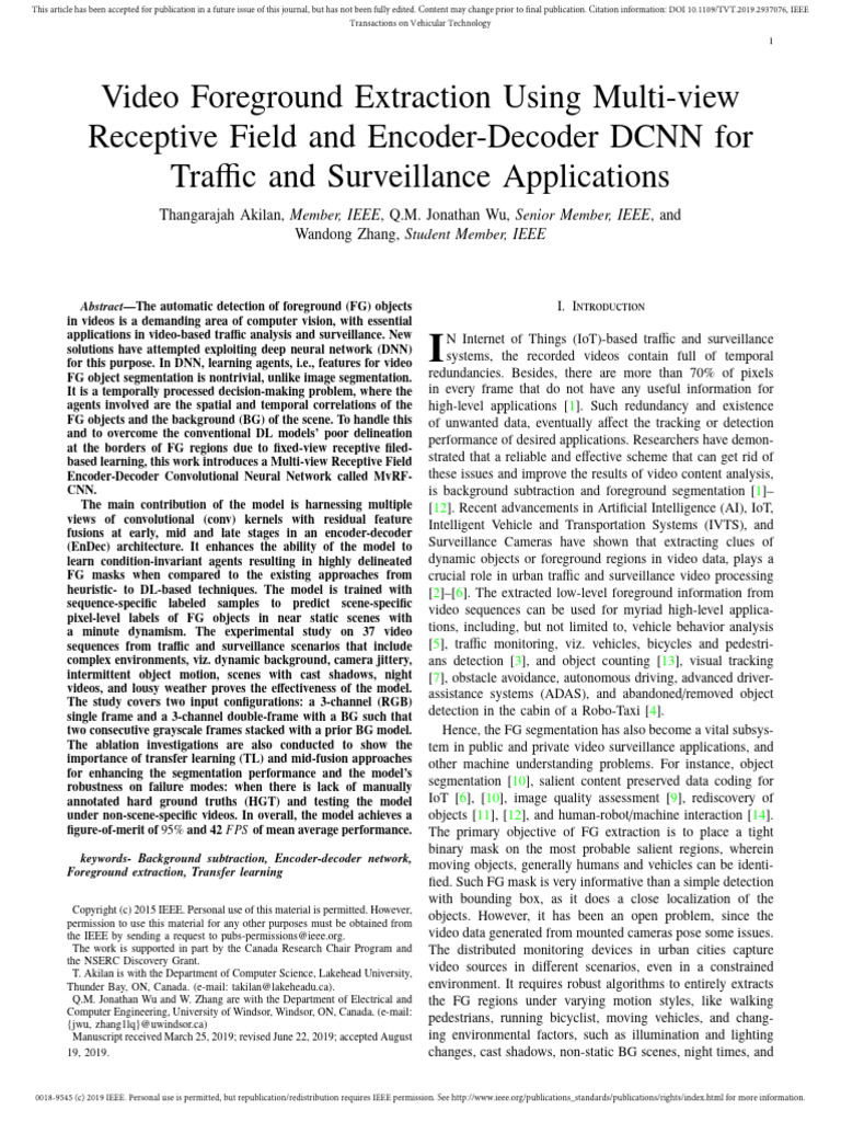 Video Foreground Extraction Using Multi | PDF | Image Segmentation | Deep Learning