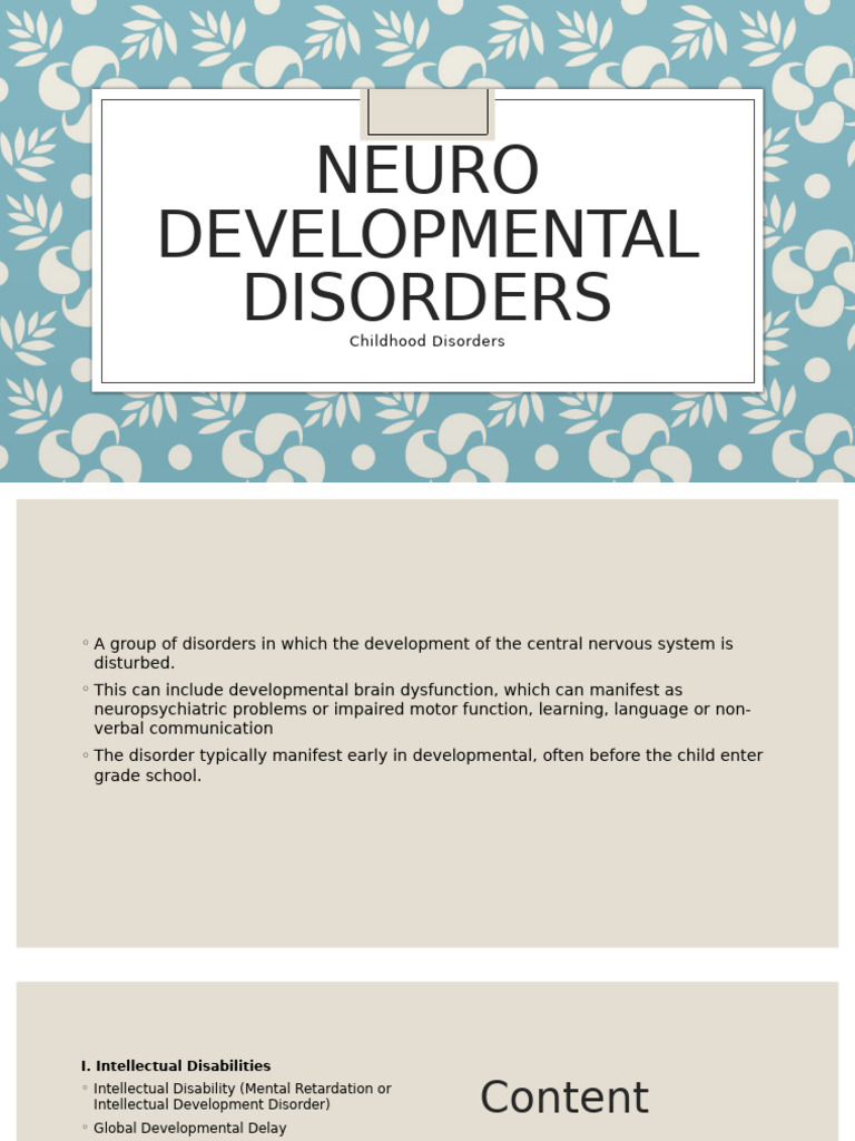 Neurodevelopmental Disorders | PDF | Autism | Intellectual Disability