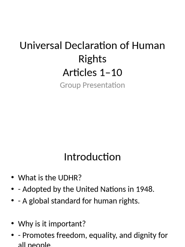 UDHR_Presentation_Full | PDF | Social Policy | Social Ethics