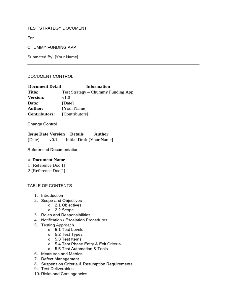 Formatted TEST STRATEGY DOCUMENT Version 1 | PDF | Software Testing ...