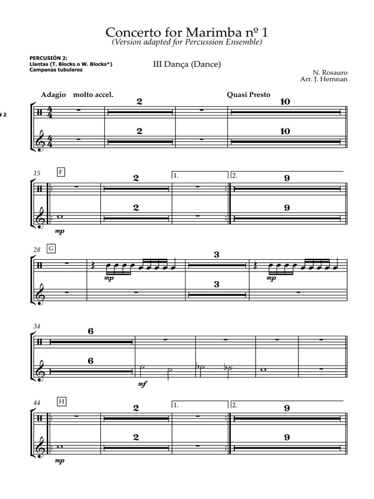 Concerto For Marimba Rosauro 3 - Percusión 2 - Llantas (T. Blocks o W ...