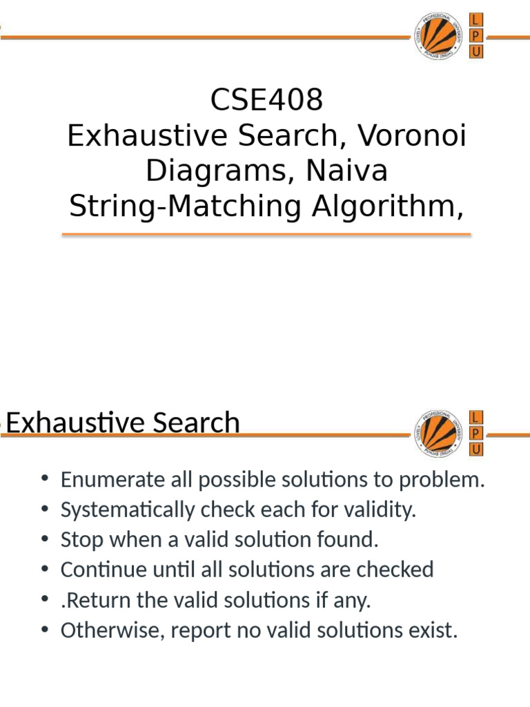 Exhaustive Search and Naive Algorithm | PDF | Algorithms | Applied Mathematics