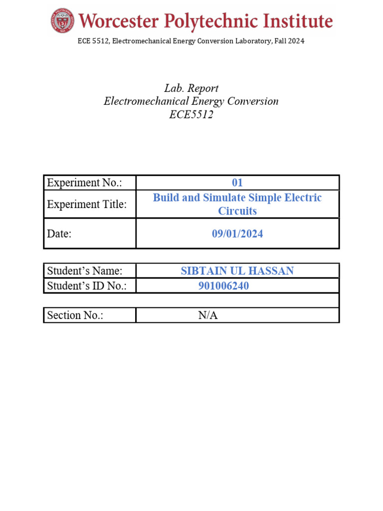 Electromechanical Circuit Lab Report | PDF | Resistor | Electrical Network