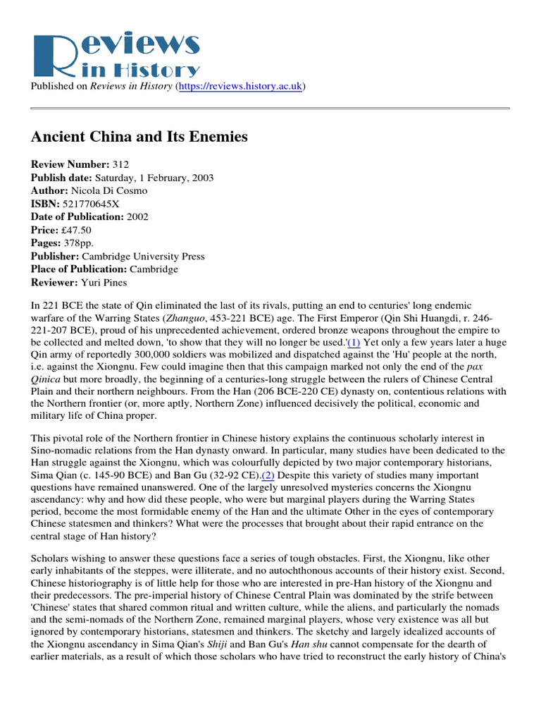 Ancient China and Its Enemies | PDF | Han Chinese | History Of China