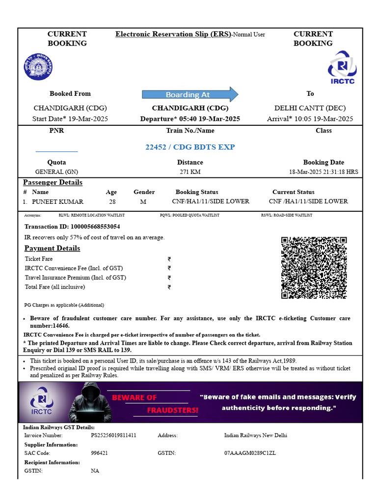 HTTPS-WWW Irctc Co Inngetprint-Ticket | PDF | Identity Document | Payments