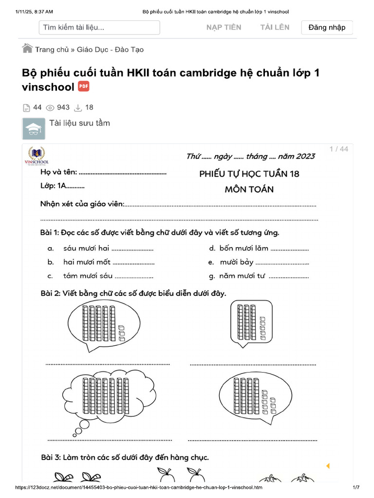 Toán 1A - W19 | PDF