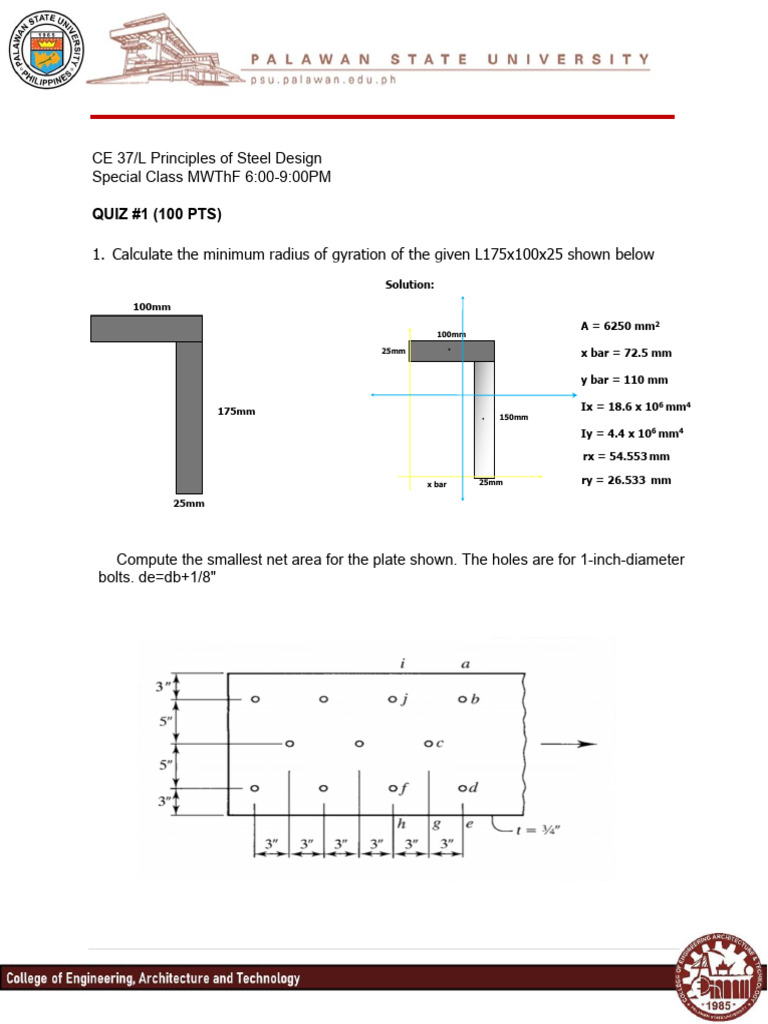 Steel Problem 1 Answers | PDF