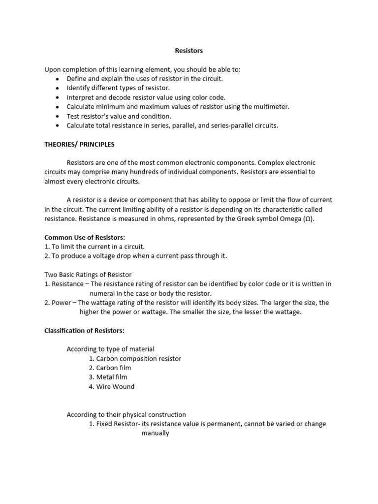 LEC9_resistor | PDF | Resistor | Physical Quantities
