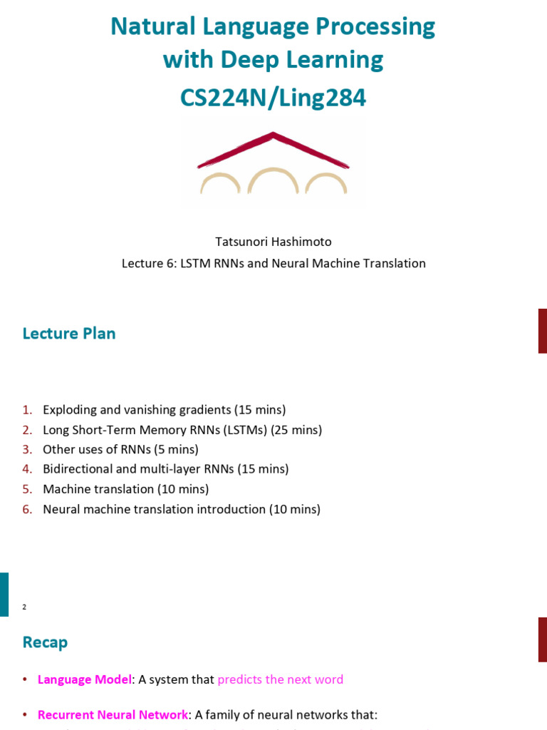 Cs224n 2025 Lecture06 Fancy RNN | PDF | Algorithms | Computational Neuroscience
