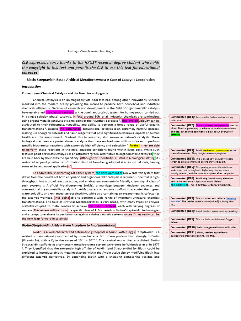 Unit 09-1-Sample Research Writing 1-2 | PDF | Catalysis | Enzyme