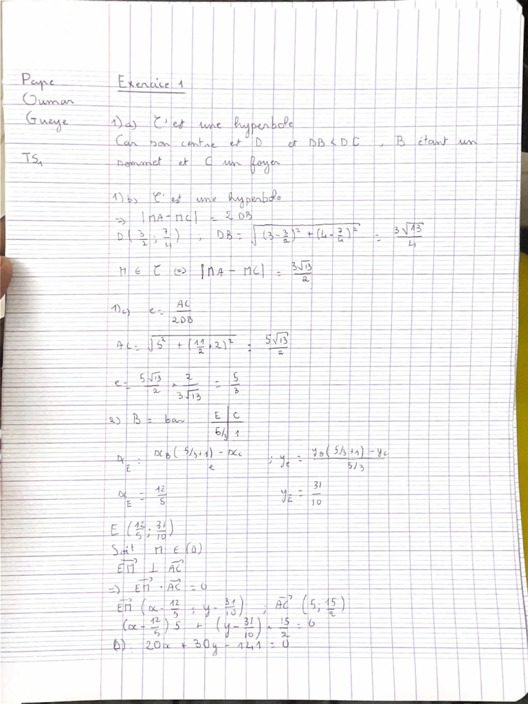 Correction exos coniques | PDF