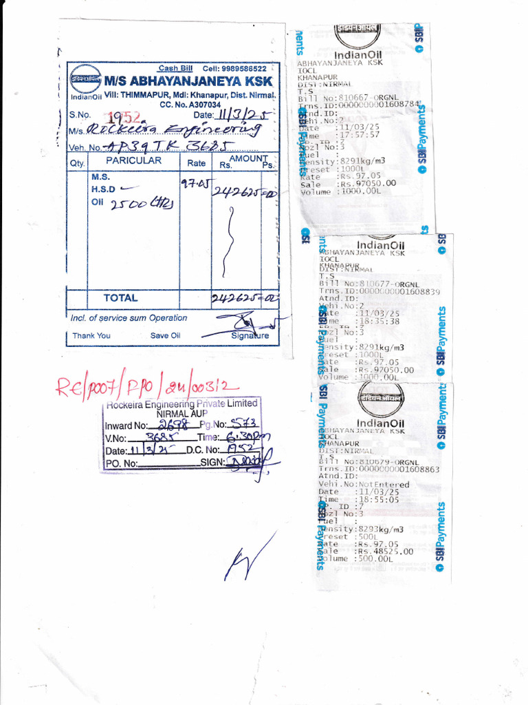 IndianOil Transaction Receipt Summary | PDF