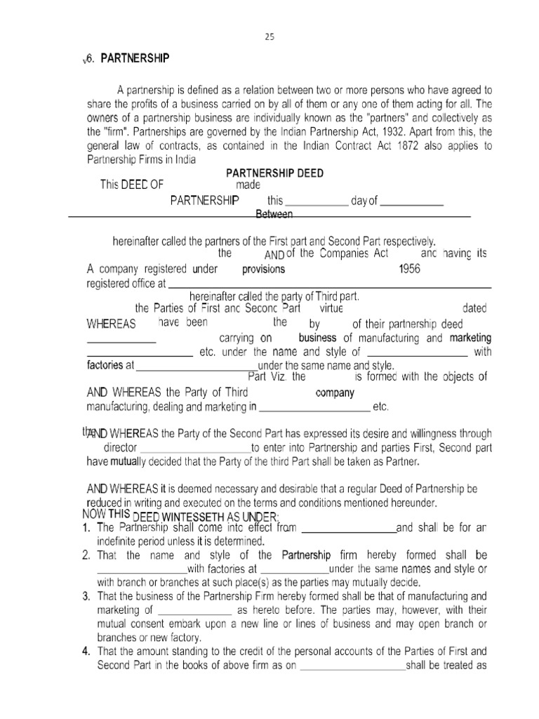 Partnership Deed | PDF