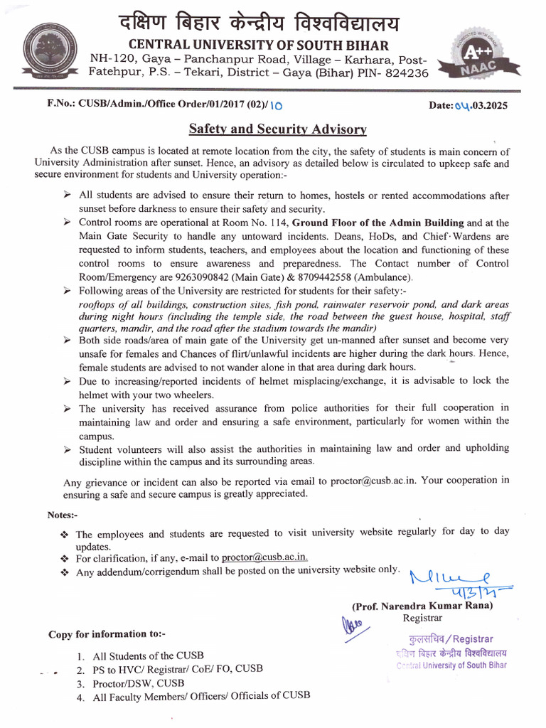 Safety and Security Advisory | PDF