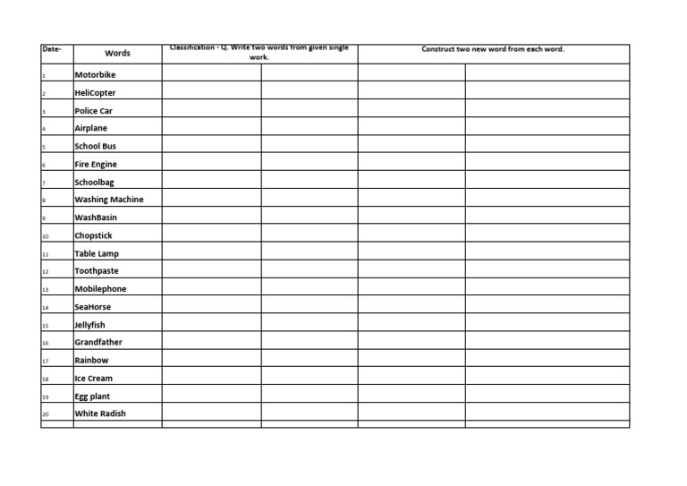 Words Activity | PDF