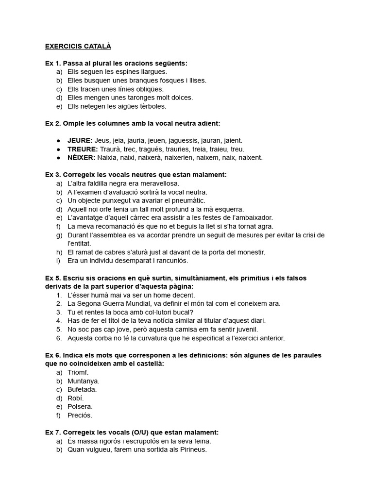 EXERCICIS CATALÀ | PDF