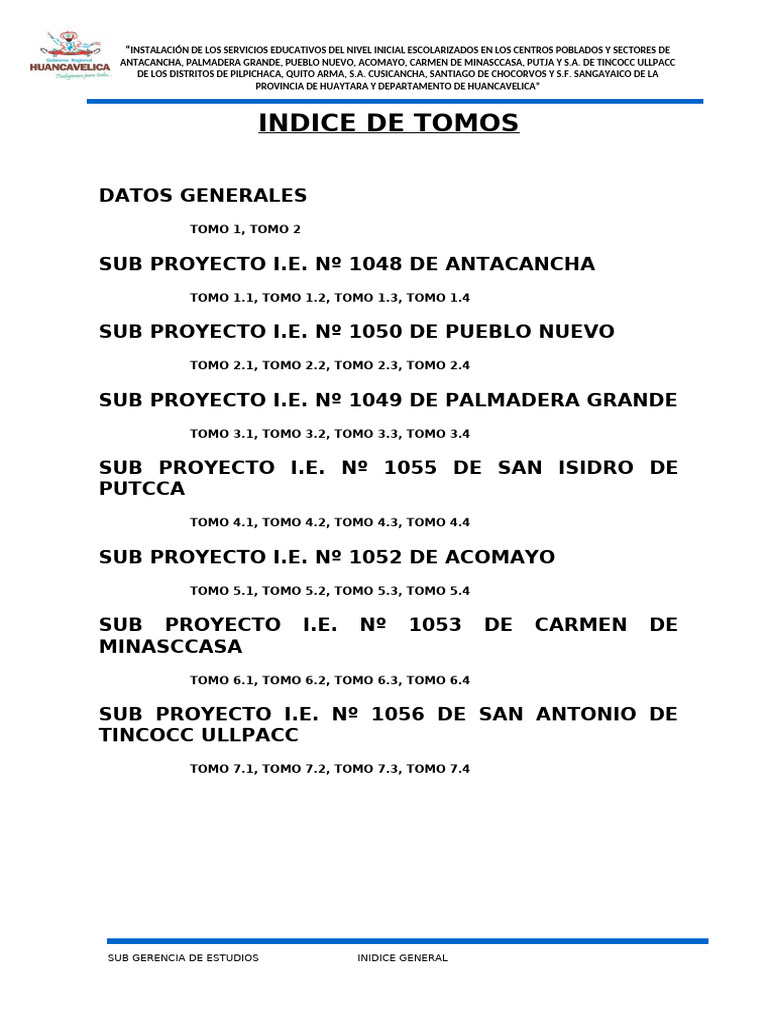 Indice de Tomos | PDF