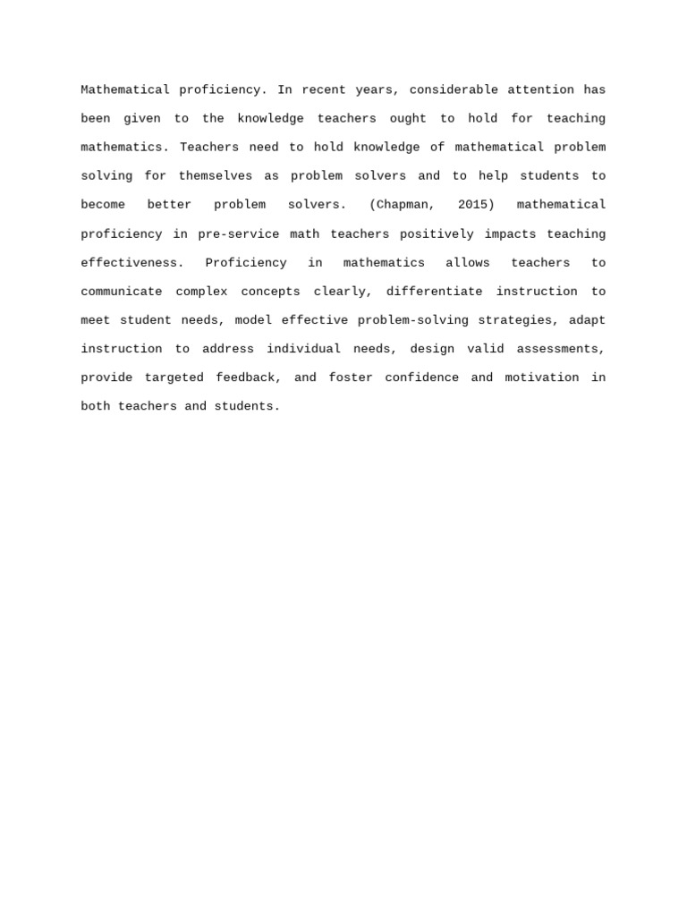 Importance of Math Proficiency for Teachers | PDF