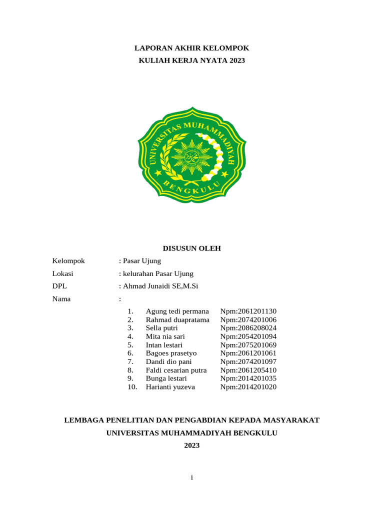 Laporan Akhir Kelompok Pasar Ujung | PDF
