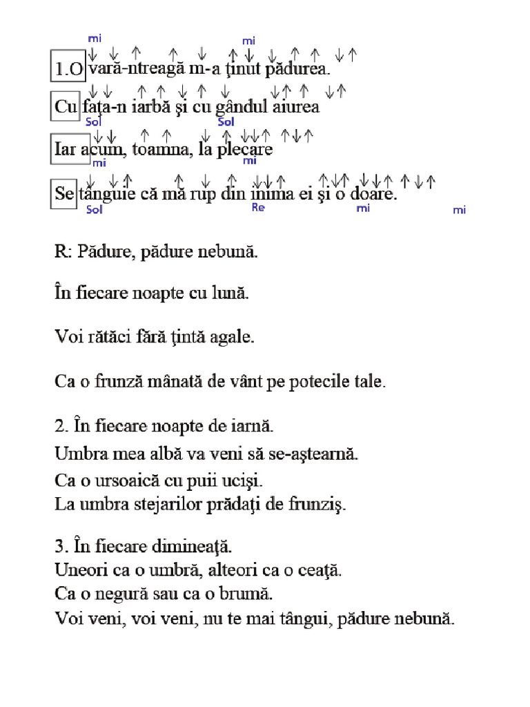 Pădure Nebună Versuri Cu Ritm | PDF