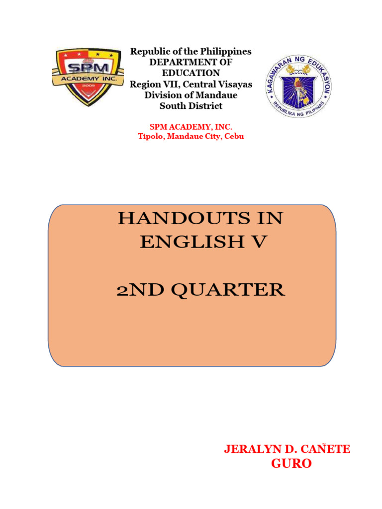 English 5 2ND Quarter Coverpage | PDF