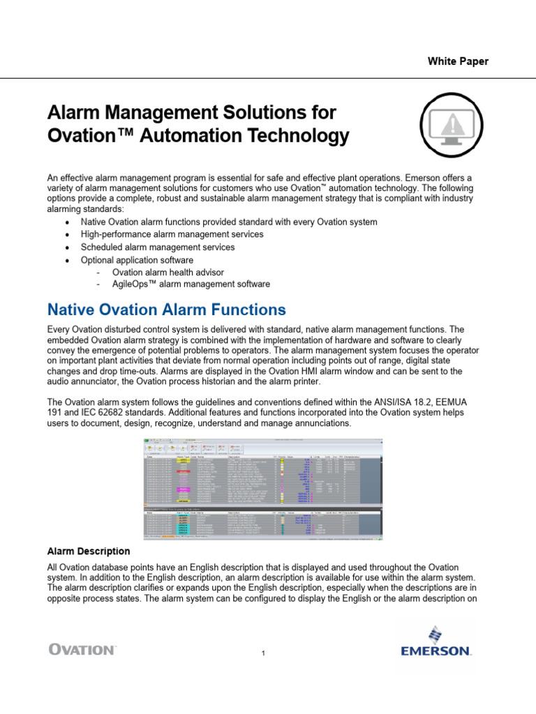 Alarm Management Solutions For Ovation Automation Technology en 6907176 | PDF | Databases ...