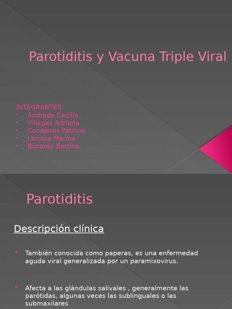 Parotiditis y Vacuna Triple Viral | PDF | Inmunología | Vacunación