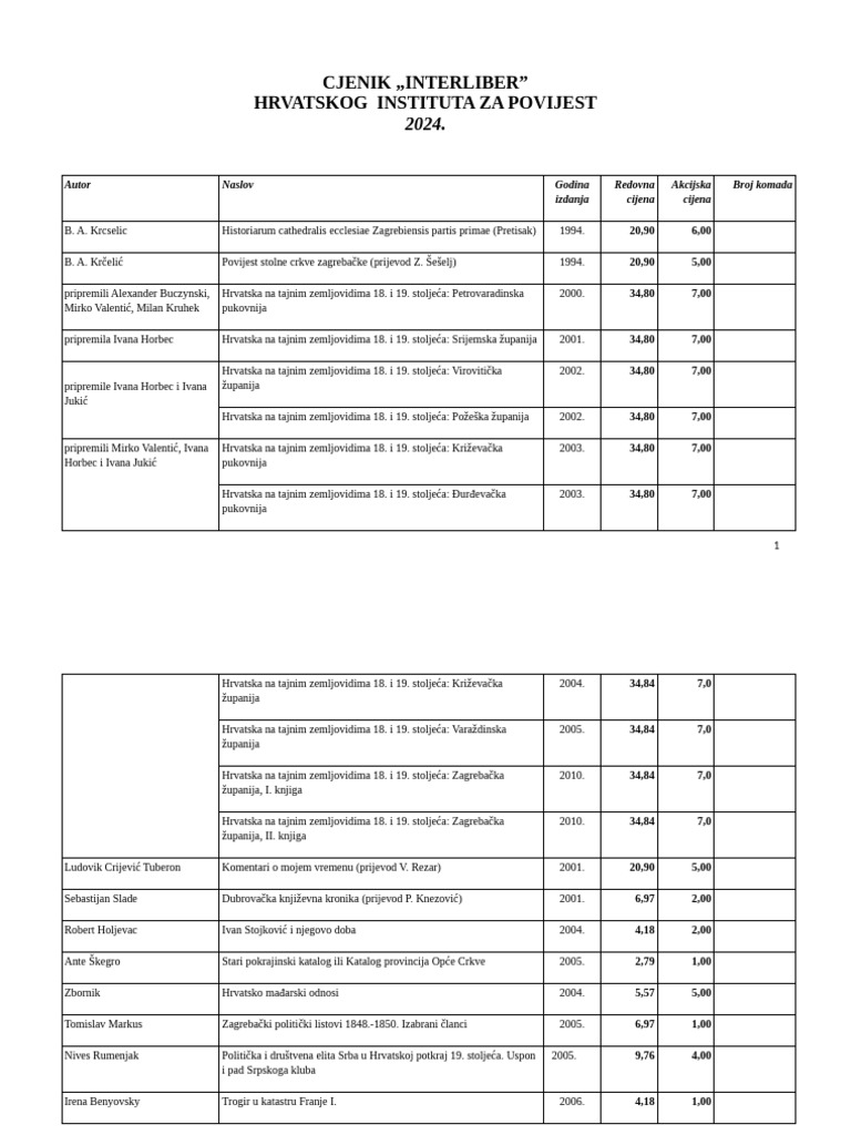 Cjenik Interliber 2024 | PDF