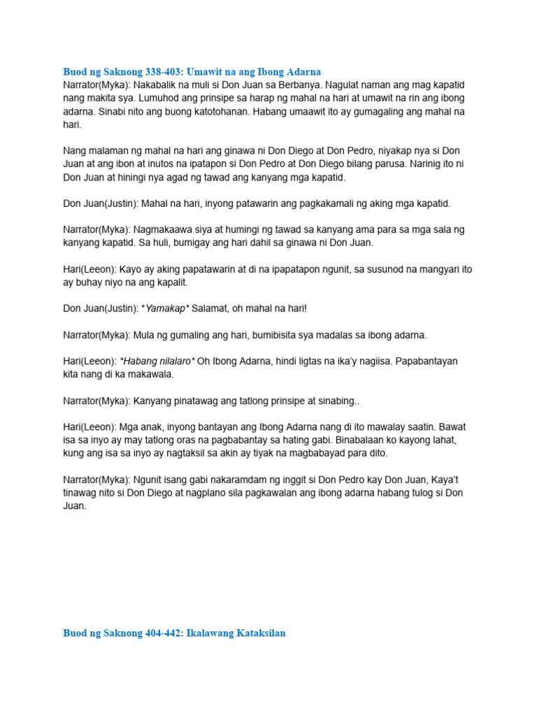 Ibong Adarna Final Script | PDF