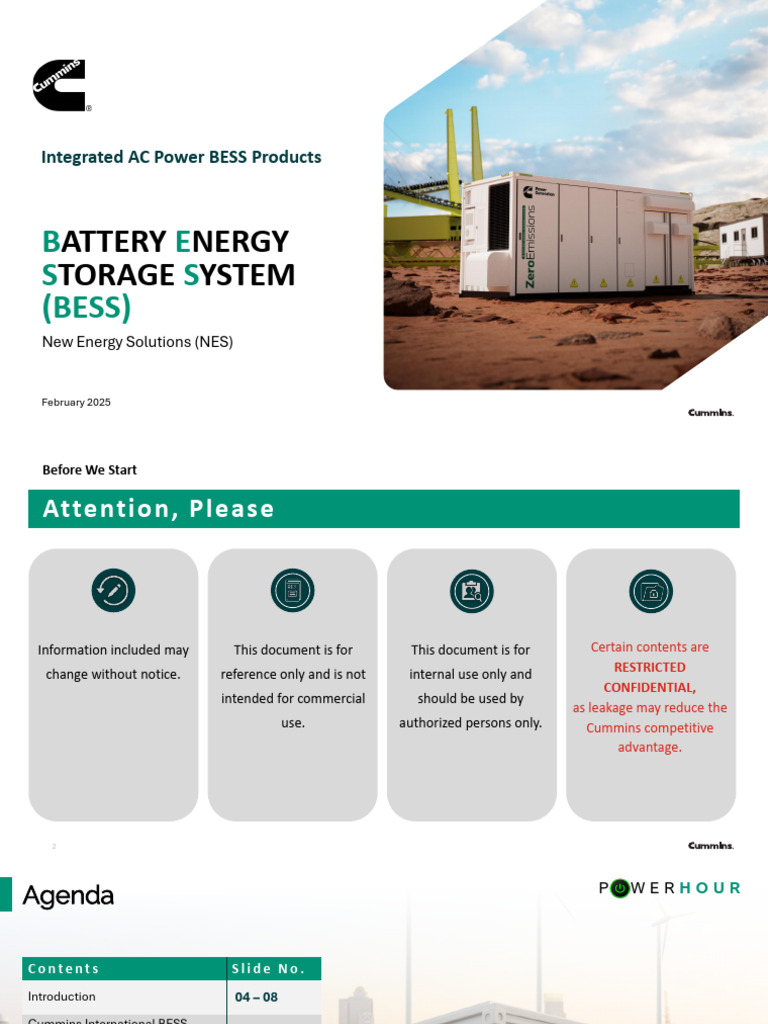 Cummins BESS Product Overview 2025 | PDF | Electrical Grid | Photovoltaics