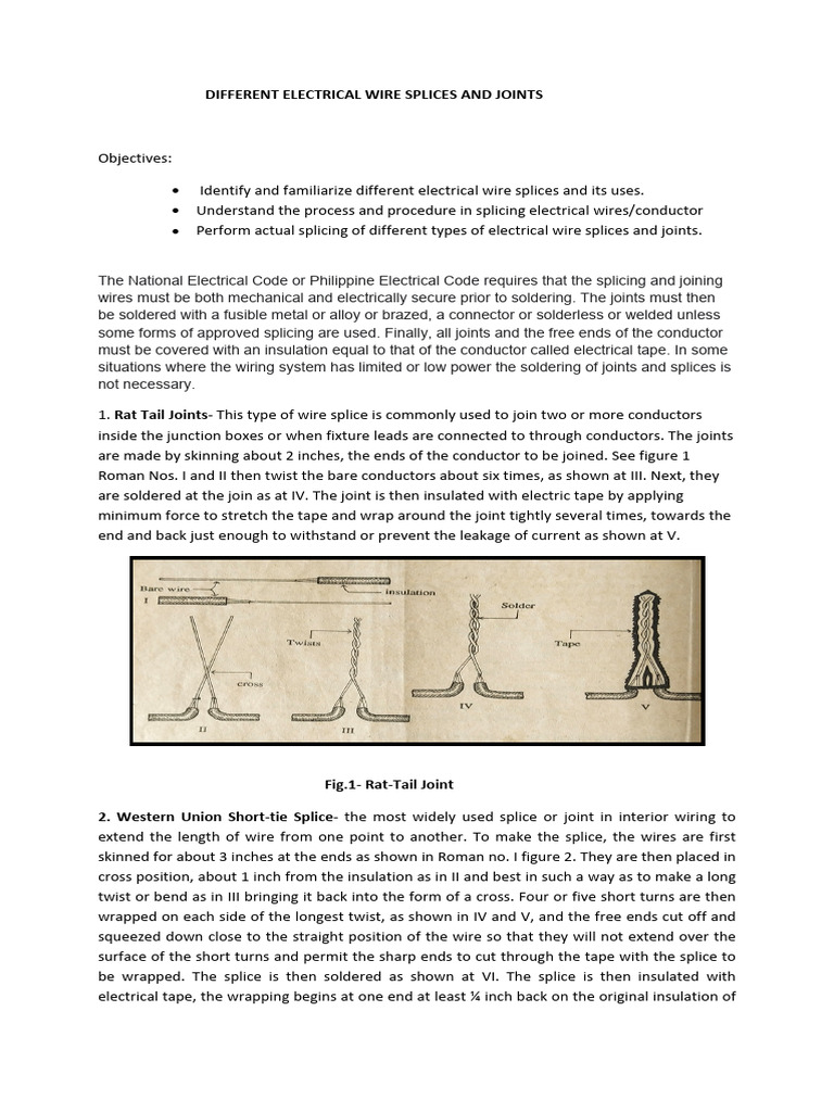 LEC3 - Different Electricel Wire Splices and Joints | PDF | Electrical ...