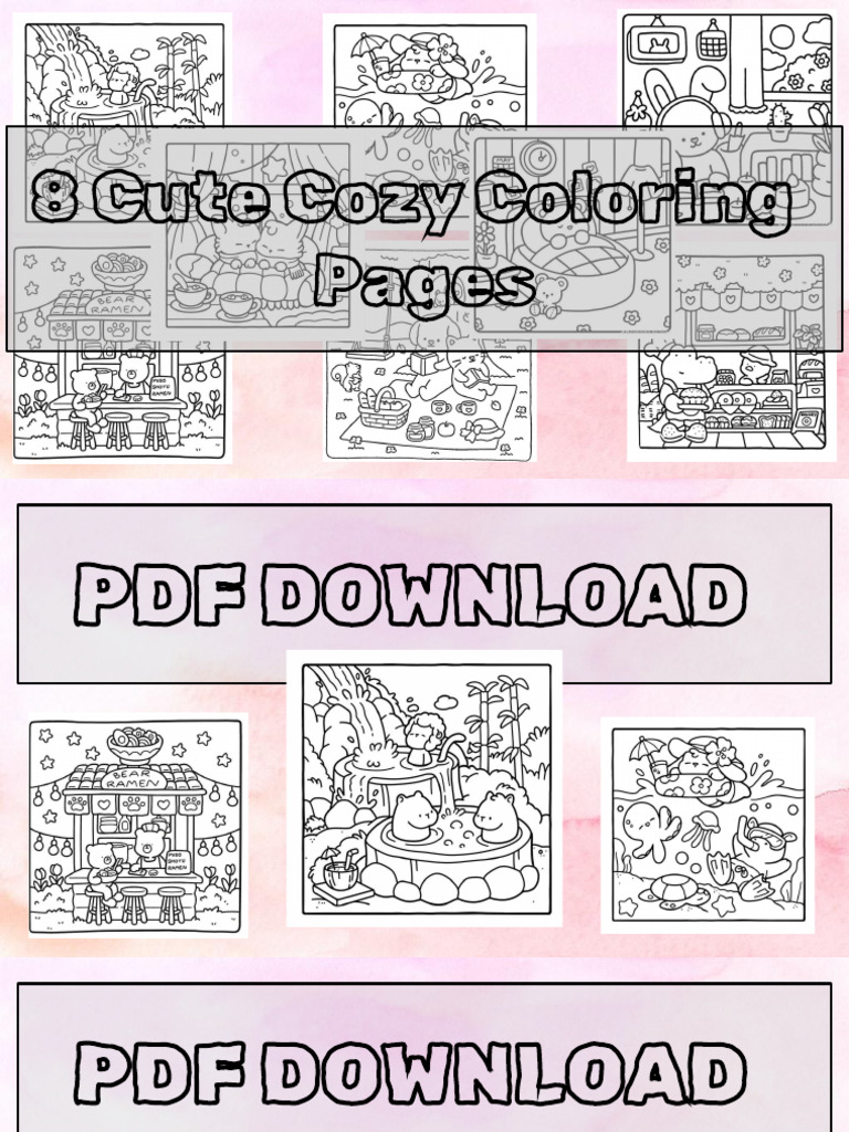8 Cute Cozy Coloring Pages PDF | PDF