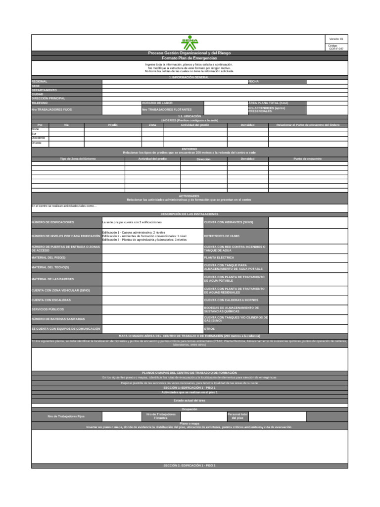 GOR F 047 Formatoplandeemergenciaslevain | PDF | Inundar | Incendios