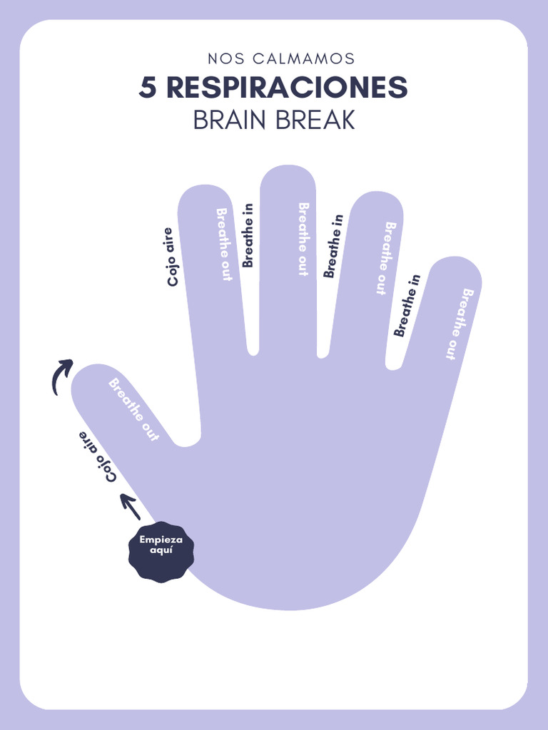 Lavender Five Finger Breathing Brain Break Worksheet | PDF