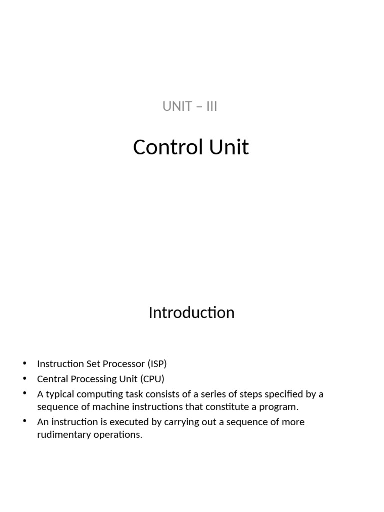 Unit3 Control Unit 1 | PDF | Central Processing Unit | Input/Output